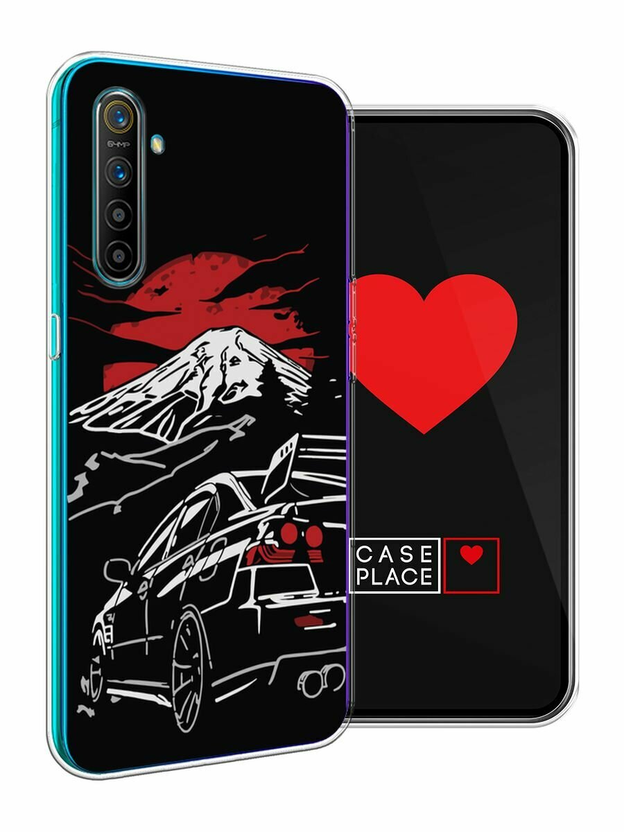 Чехол на Realme XT / Реалми XT с принтом "Машина в горах JDM" — фото 1