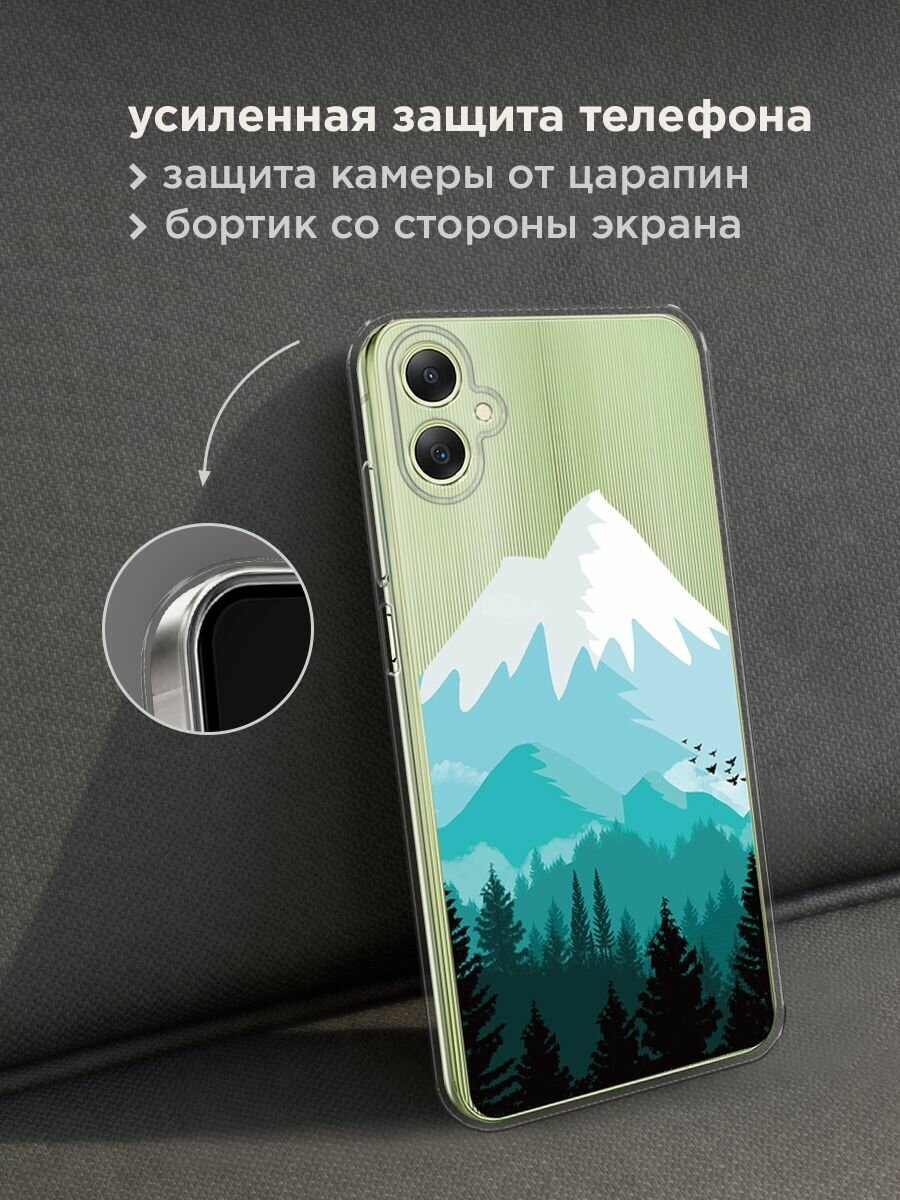 Чехол на Samsung Galaxy A06 / Самсунг Галакси А06 с принтом "Синяя снежная гора", прозрачный — фото 1