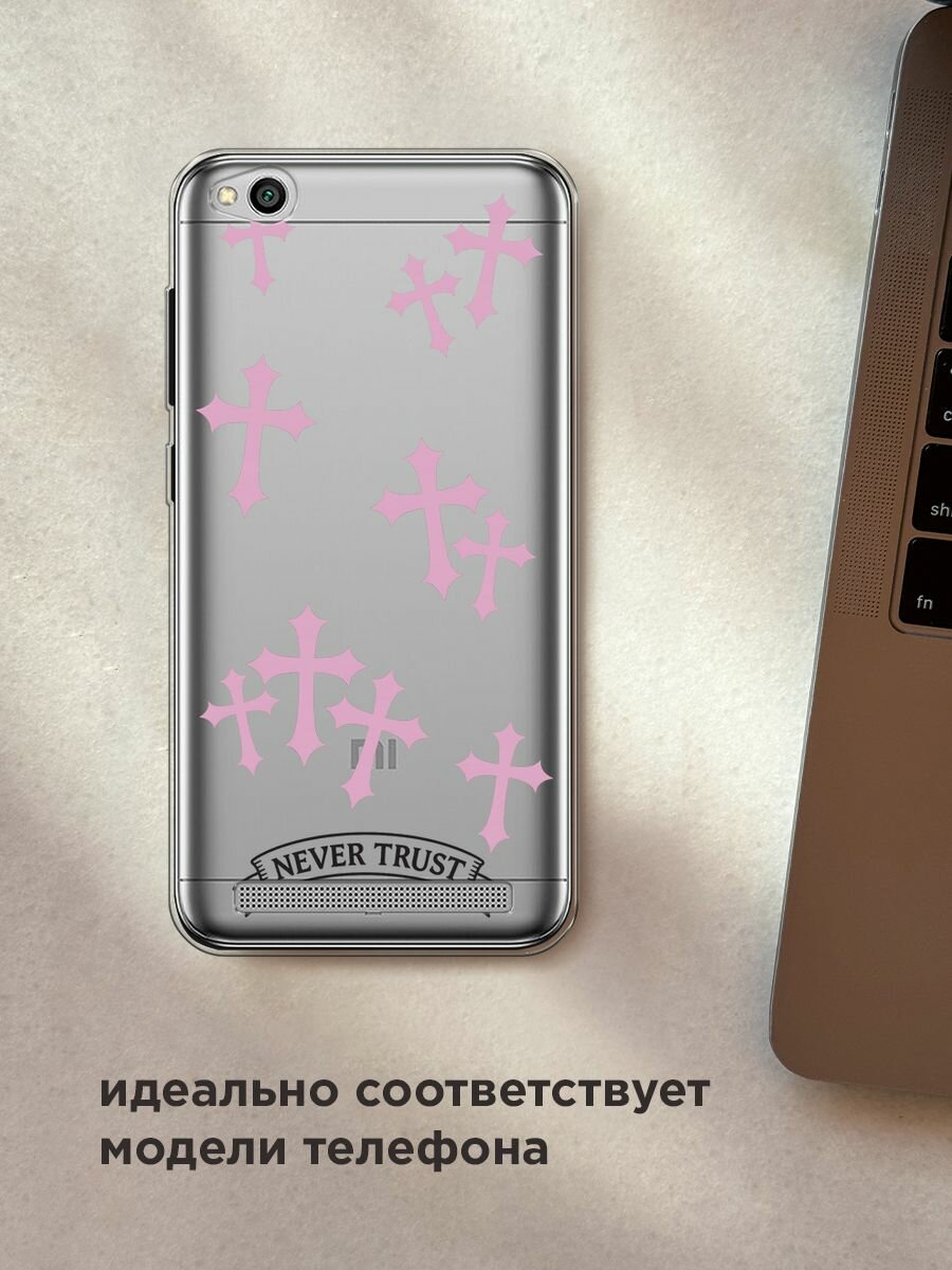 Чехол на Xiaomi Redmi 5A / Сяоми Редми 5а с принтом "Розовые кресты", прозрачный — фото 1