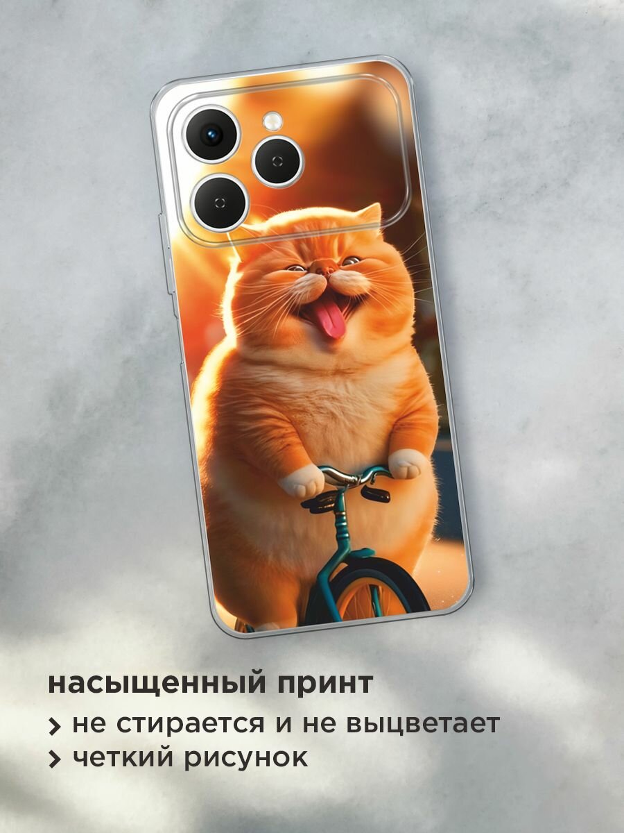 Чехол на Tecno Spark 40 / Текно Спарк 40 с принтом "Кот на велике" — фото 1