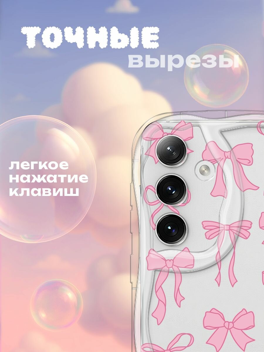 Чехол на Samsung Galaxy S24 / Самсунг S24 с принтом "Розовые бантики паттерн" — фото 1