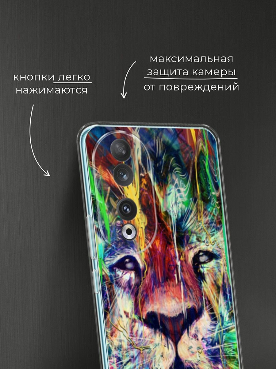 Силиконовый чехол на Honor 90 / Хонор 90 с принтом "Лев арт 6" — фото 1