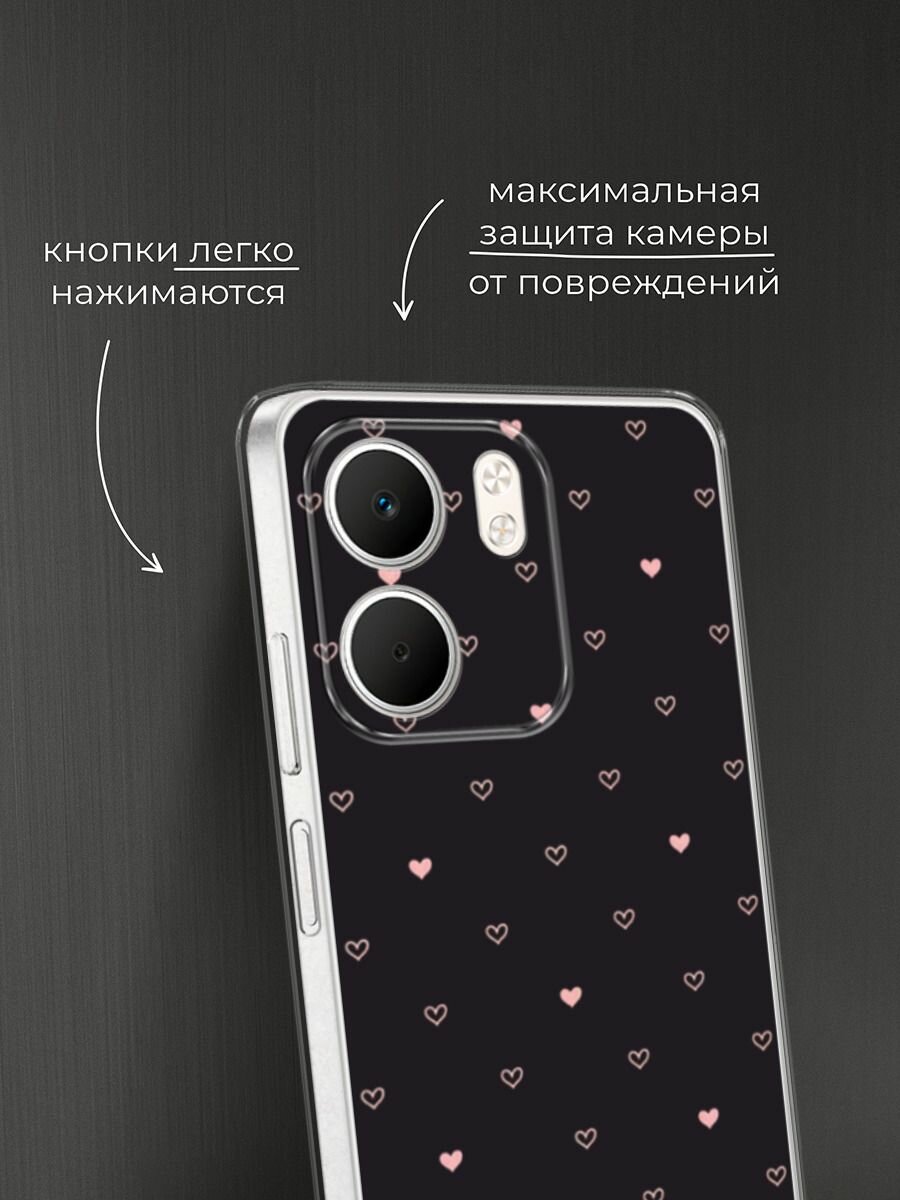 Чехол на Oppo A5x / Оппо А5x с принтом "Черный фон и сердечки" — фото 1
