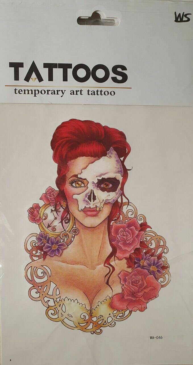 Наклейка-тату 14,5х26,5см "Девушка-робот" цветная