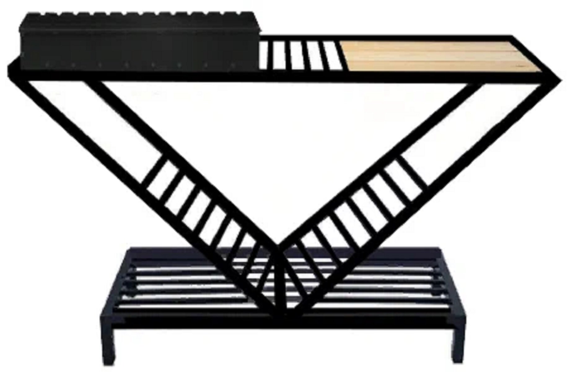 Мангал в стиле лофт Монета, стационарный, столик, 200 * 45 * 85 см