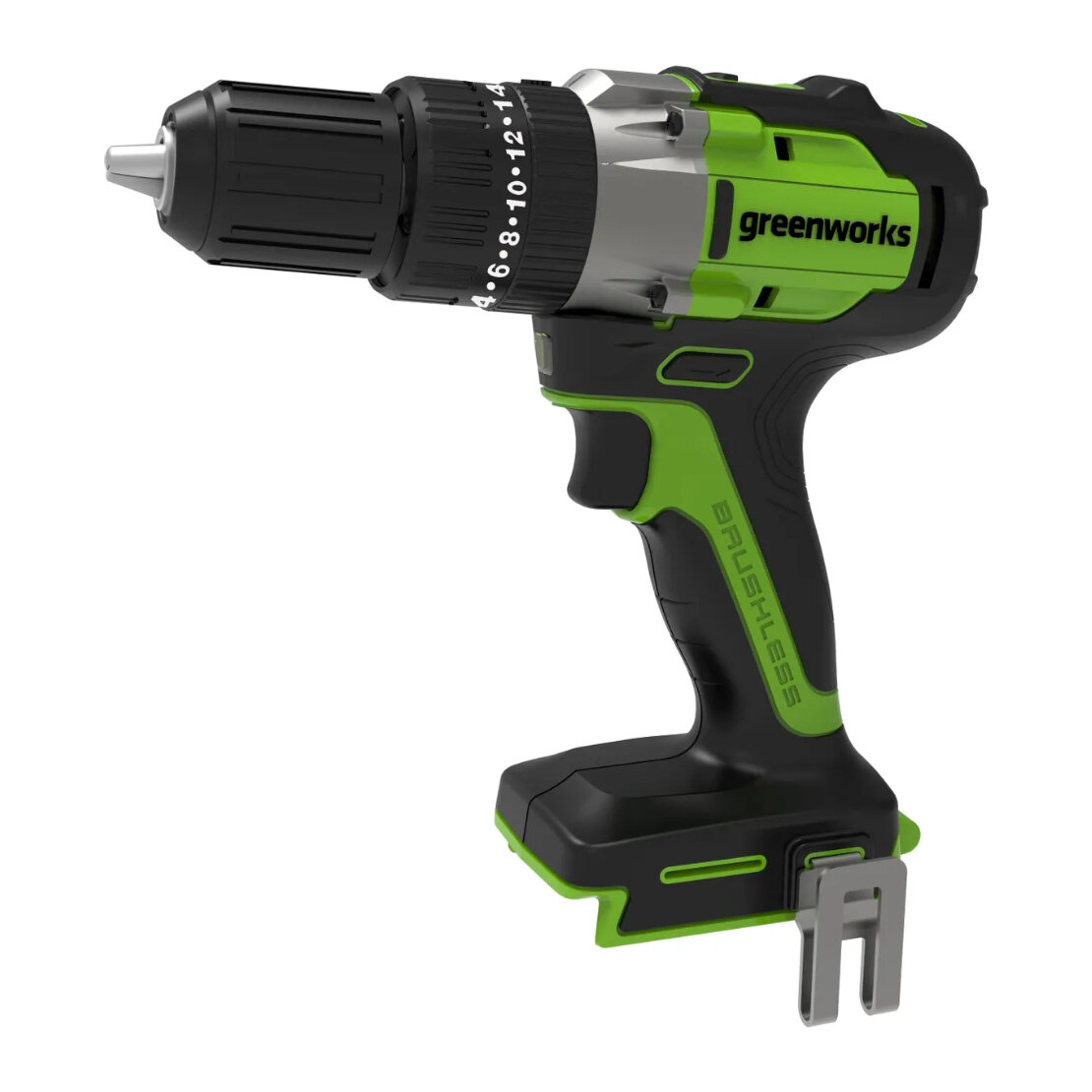 Аккумуляторная дрель-шуруповёрт Greenworks GD24DD60K2, 2 скорости, Li-Ion, 60 Нм, 2 Ач, 1700 об/мин, зеленый