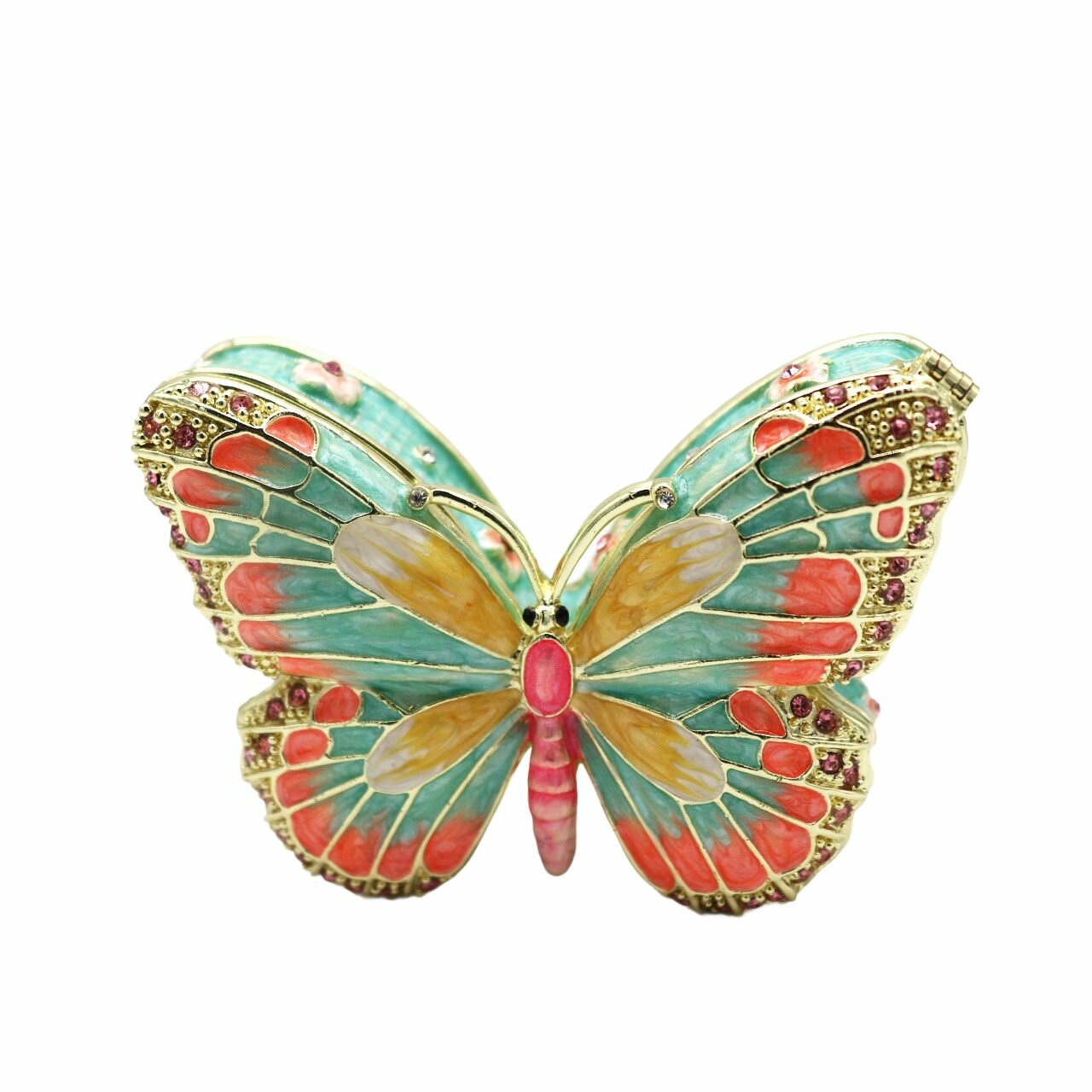 Оранжевая фигурка бабочки, коробка для украшений, домашний декор, настольное украшение, праздничный подарок, ручное изделие из металла.