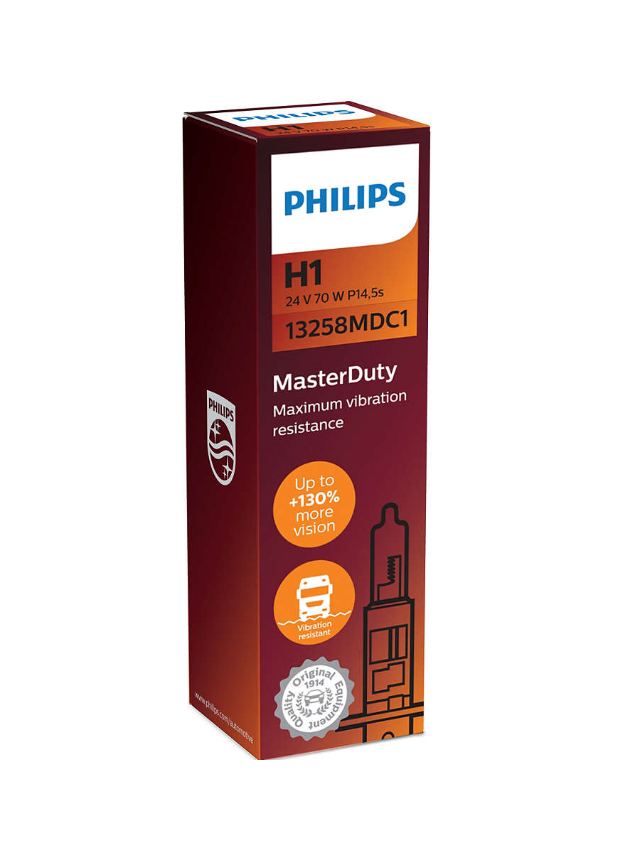 Галогенная Автолампа Philips H1 (70W 24V) MasterDuty 1шт, 13258MDC1