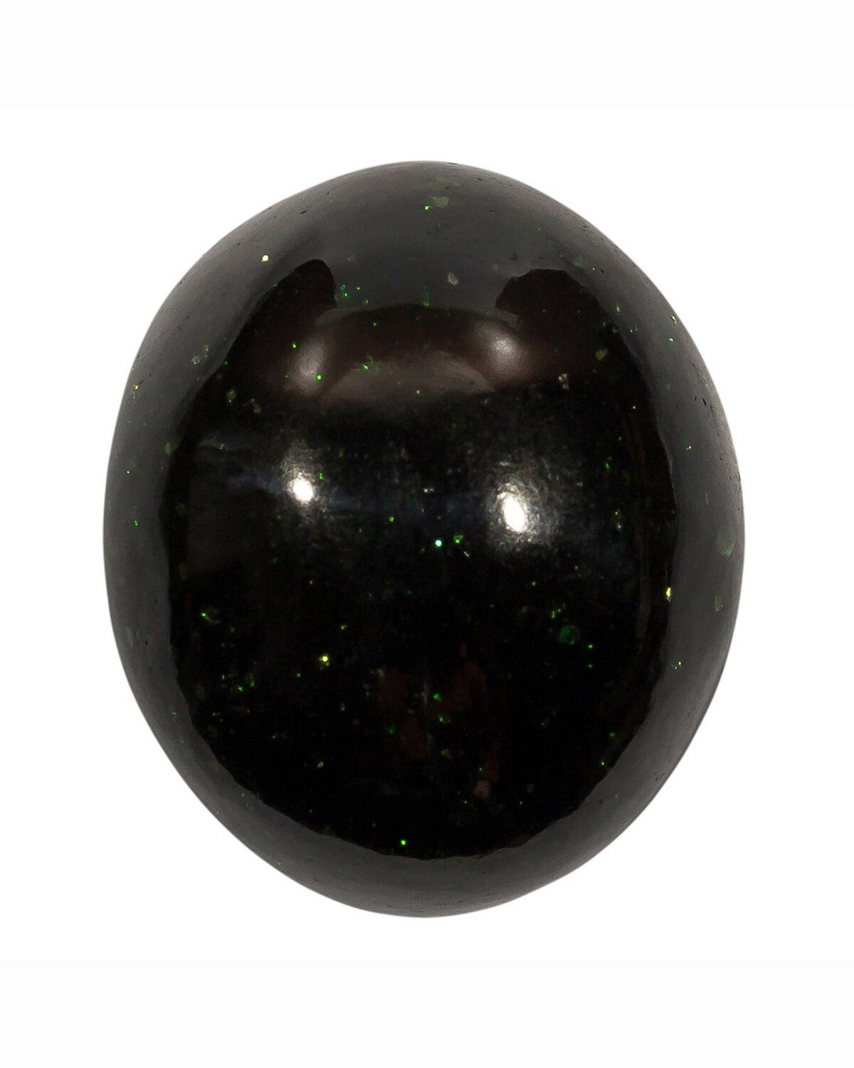 Кабошон из зеленого авантюрина (имитация), размер 23х20х10 мм, вес 10 грамм