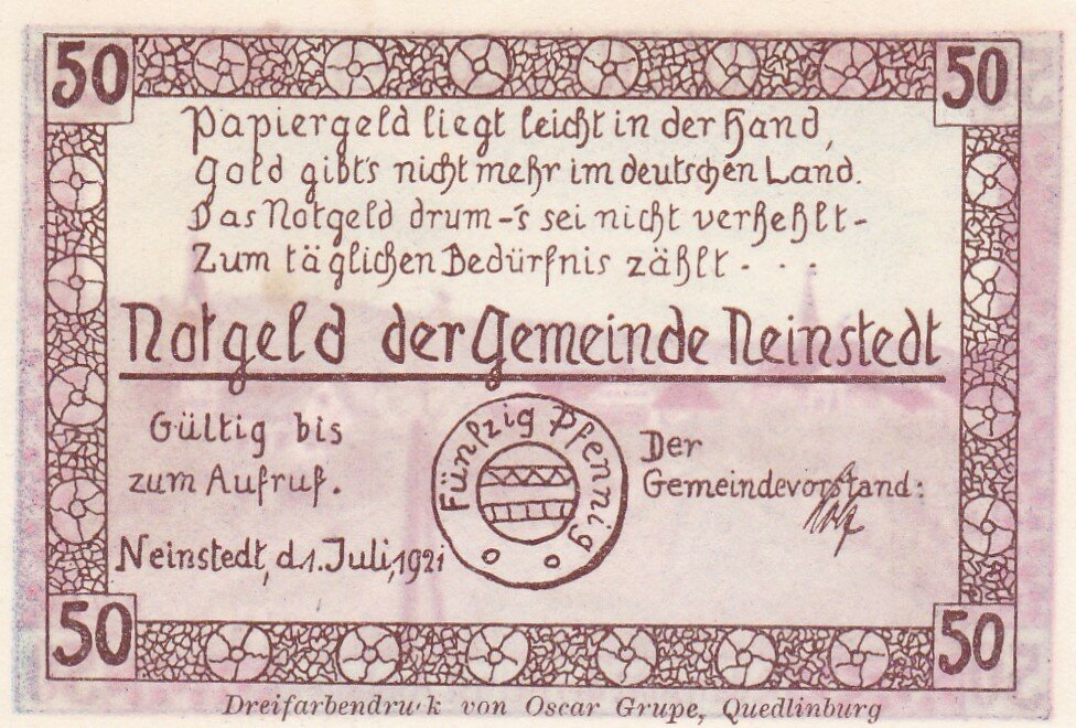 Германия (Веймарская Республика) Ниенштедт 50 пфеннигов 1921 г.