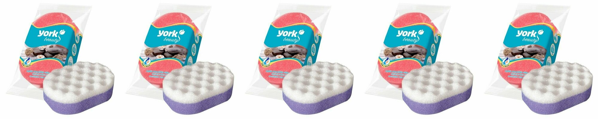 Губка для тела, York, Oval, массажная, 5 шт