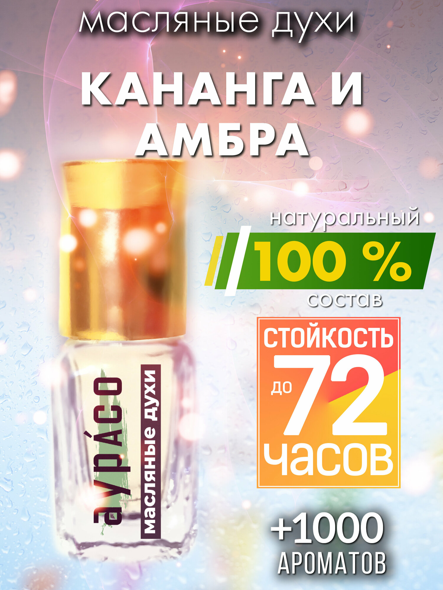 Кананга и амбра - масляные духи Аурасо, духи-масло, женские, мужские, унисекс, флакон роллер
