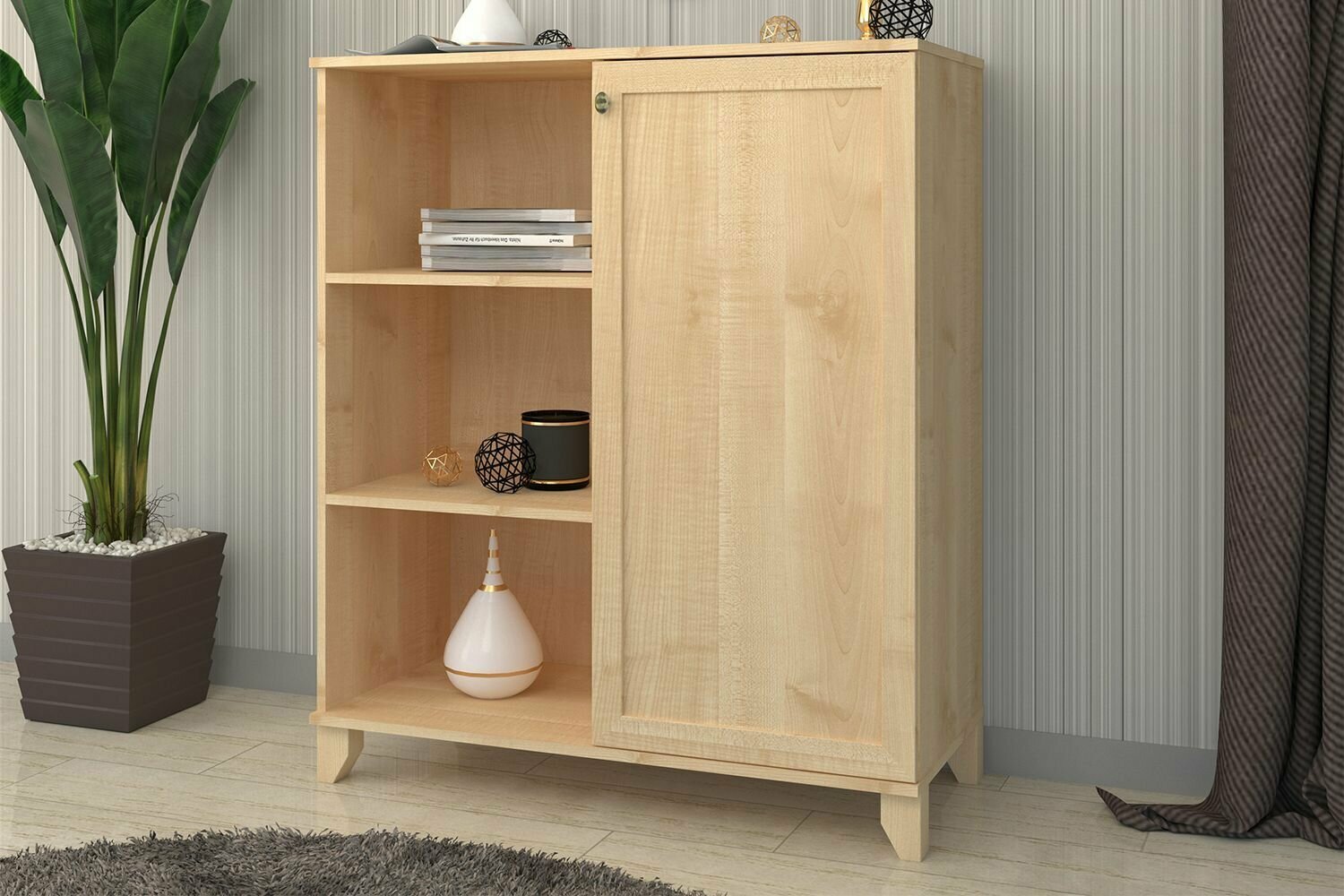 Комод Ренди 28М 100х40х120 клен танзау, рамка квадро МДФ, ножка №3