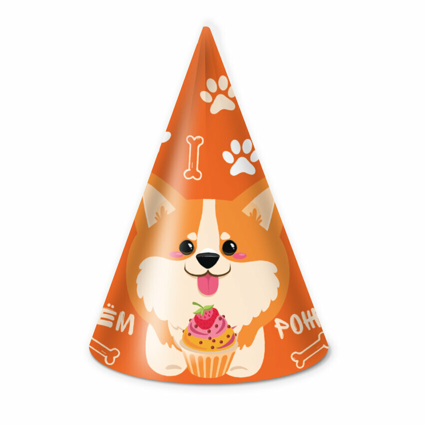 Колпаки, Счастливый корги, 6 шт.