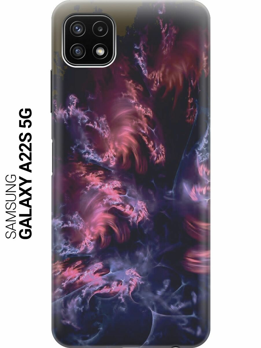 Силиконовый чехол на Samsung Galaxy A22s 5G, Самсунг А22с с принтом "Розово-фиолетовые молнии"