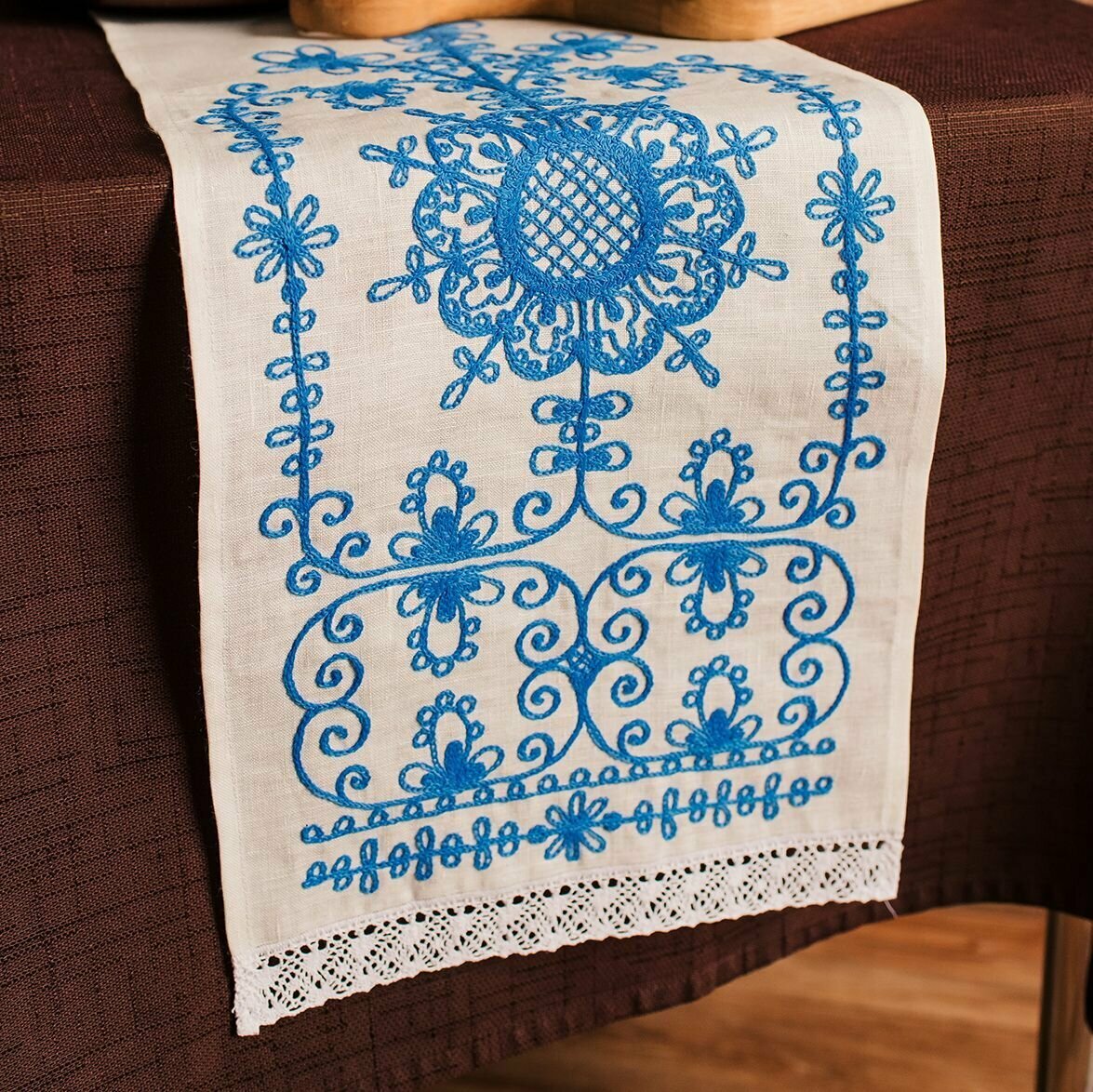 Свадебный льняной рушник под каравай / на икону с русской вышивкой