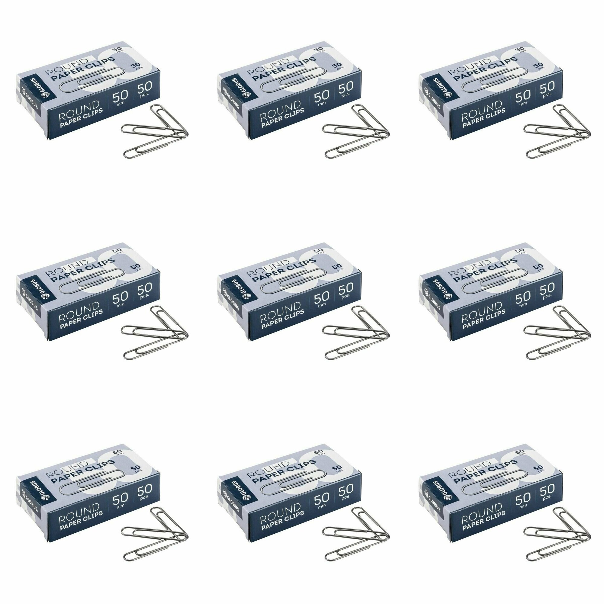 Глобус Скрепки металлические 50 мм 50 шт, 9 уп