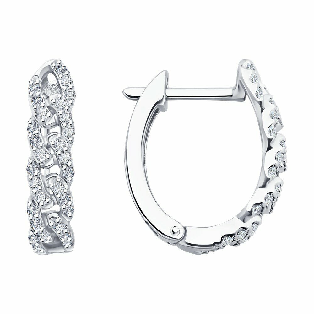 Серьги, белое золото, 585 проба, бриллиант