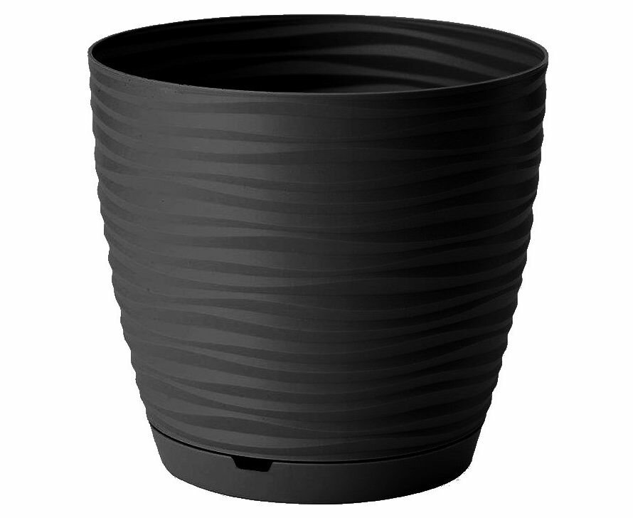 Горшок для цветов Saffron 5,4 л с поддоном (черный), 221610330/02 IDIland