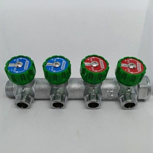 Коллектор регулирующий под плоскую прокладку 3/4"x1/2", 4 отвода, ZEISSLER, арт. ZSс.401.0504NF