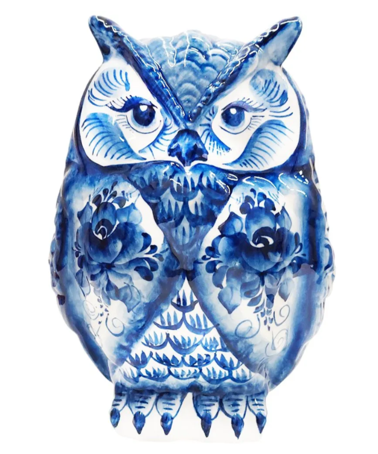 Фарфоровая фигурка ручной работы "Сова Анита", (Гжель)