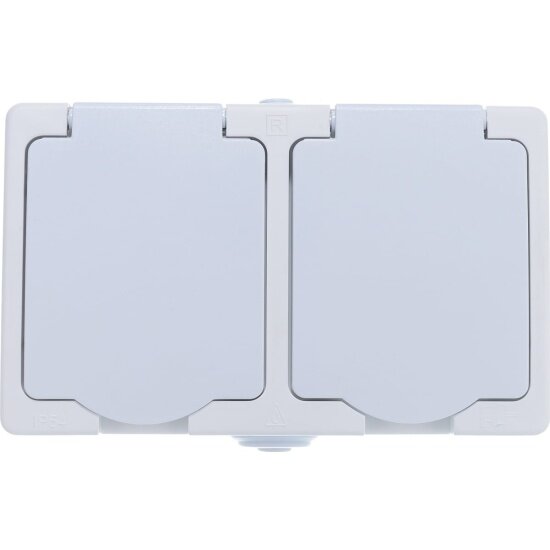 Блок розеток Universal 2-м ОП с заземл. IP54 Аллегро защ. шторки с крышкой бел. 5562951