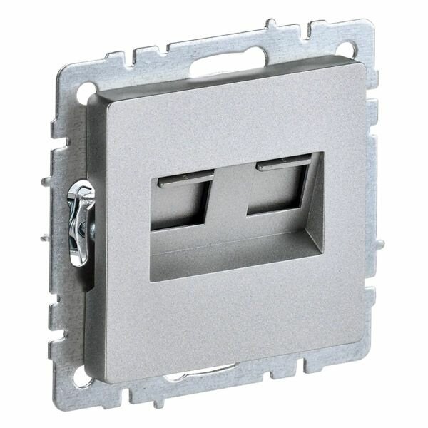 Розетка встраиваемая компьютерная двойная IEK BRITE BR-K20-1-K47 РК10-2-БрА RJ45 кат.5E алюминий