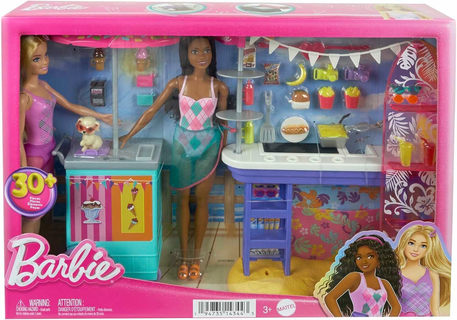 Barbie Brooklyn and Malibu's Food Stand on the Beach - Барби Бруклин и продуктовый киоск на пляже Малибу HNK99