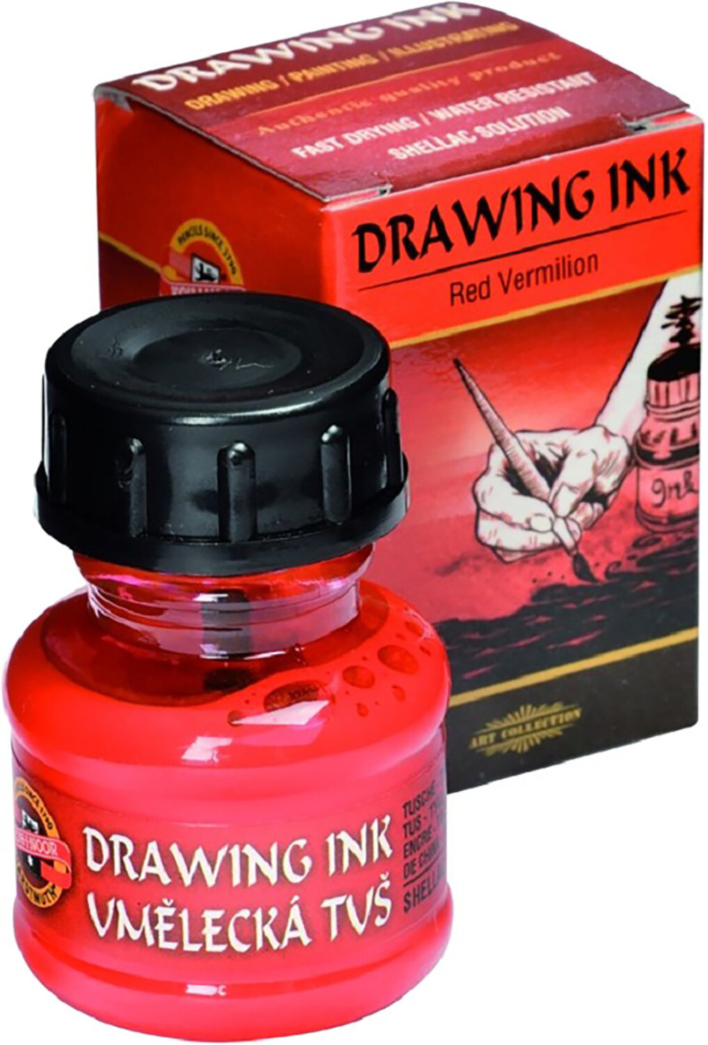 Тушь индийская, вермилион красный 2300, флакон 20гр