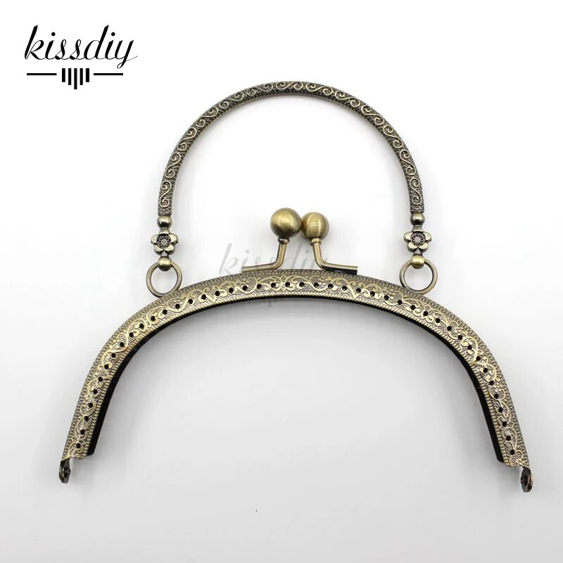 KISSDIY 10 шт. 16,5 см античная бронза, серебро, светло-золотистый металлический кошелек с ручкой, рамка с застежкой-поцелуем, аксессуары для сумок