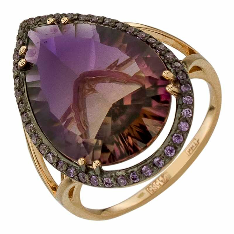 Кольцо, красное золото, 585 проба, аметрин