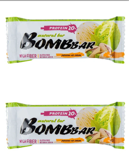 Батончик Bombbar с высоким содержанием протеина, Фисташковый пломбир, 60 гр, 2 шт