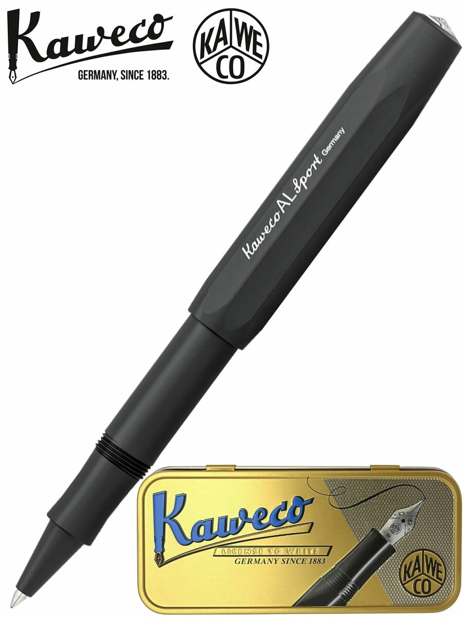 Ручка-роллер KAWECO AL Sport Black (10000713) 0.7мм, черный матовый корпус