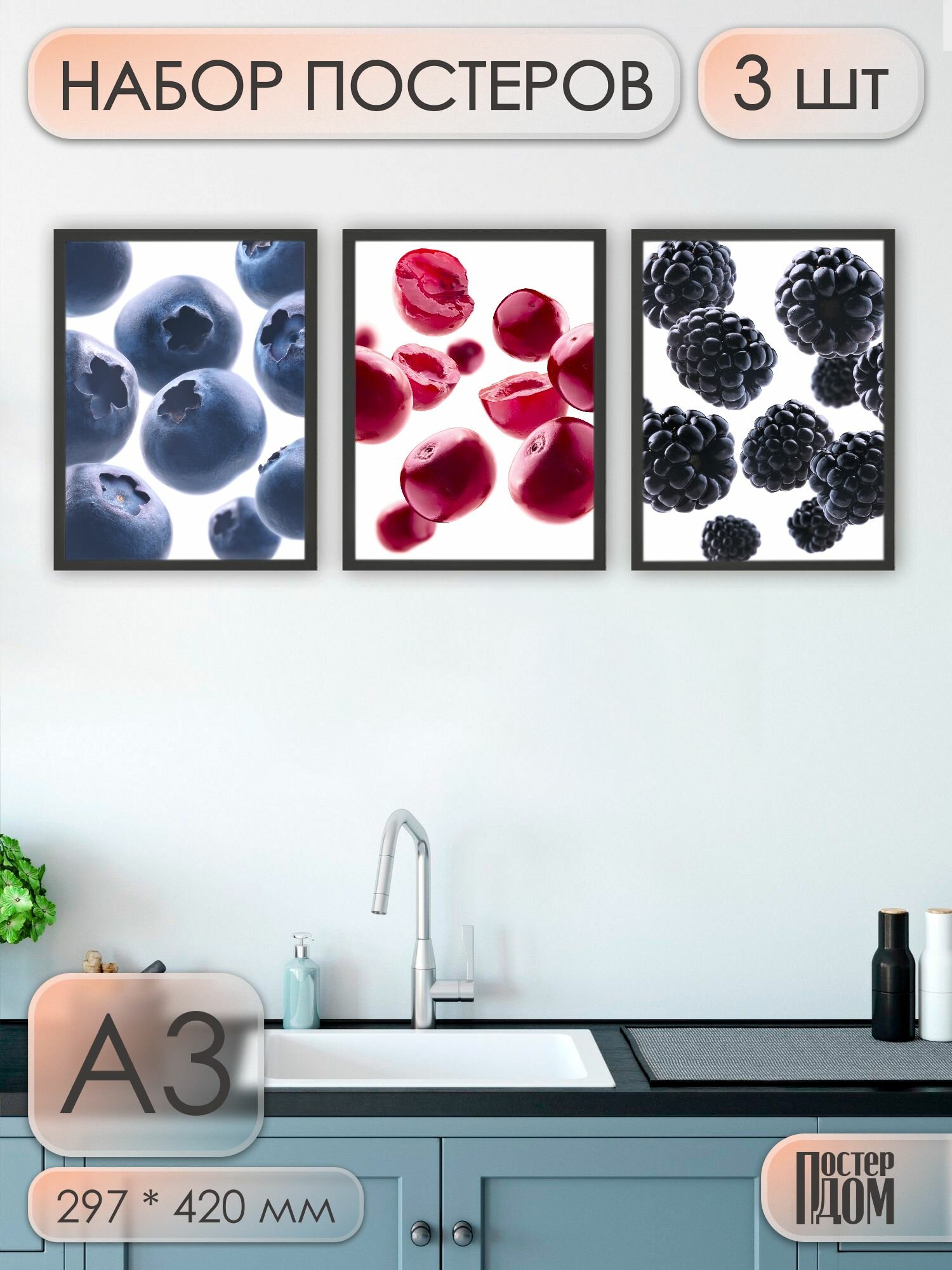 Постеры интерьерные на стену эстетика Сочные ягоды