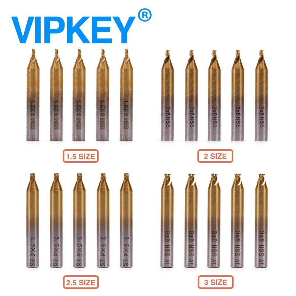VIPKEY HSS-TiN концевые фрезы 1.5 2.0 2.5 3.0 мм 2.0mm