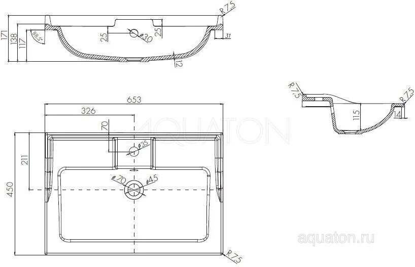 Раковина Aquaton Фабиа 65 1A708731FB010
