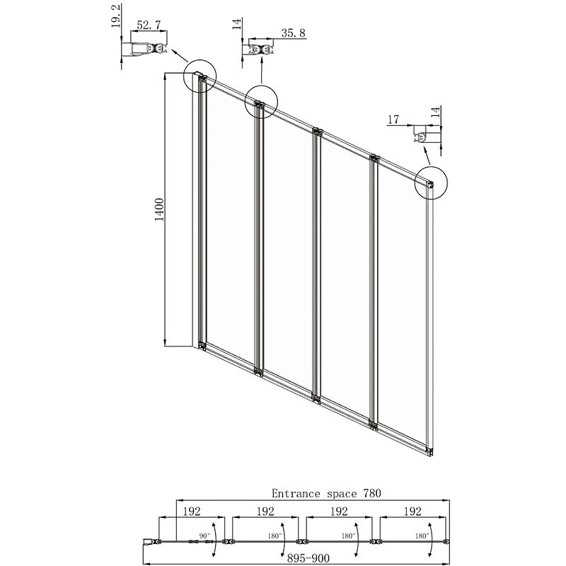 Шторка для ванны Ambassador Bath Screens 16041110 90x140 L