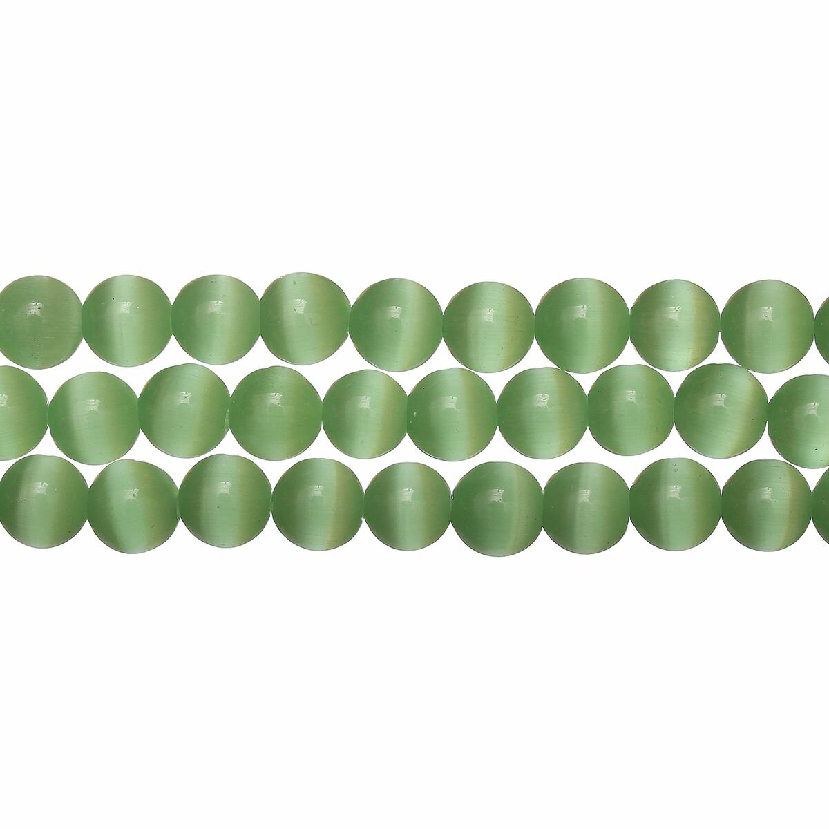 Бусины каменные, кошачий глаз (имитация), светло-зеленый, 8мм, 48 шт, низка