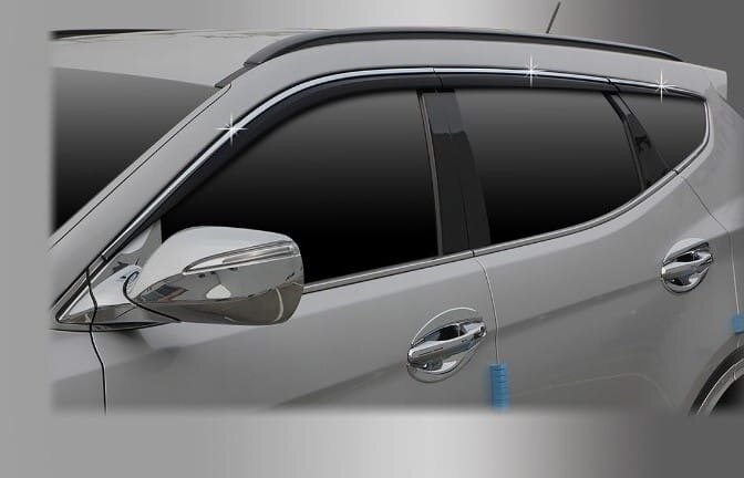 Hyundai Santa Fe 3 дефлекторы 6 штук с хромированными молдингами