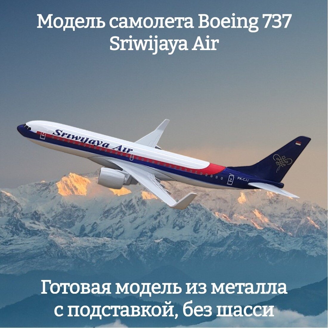 Модель самолета Boeing 737 Sriwijaya Air - 16 см (без шасси)