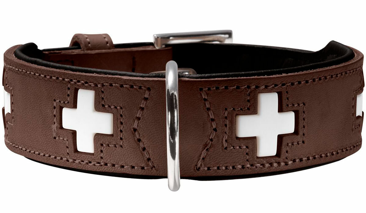 Ошейник для собак Hunter Swiss 50 кожа коричневый/черный 45 мм 40 – 44 см NEW 1 шт
