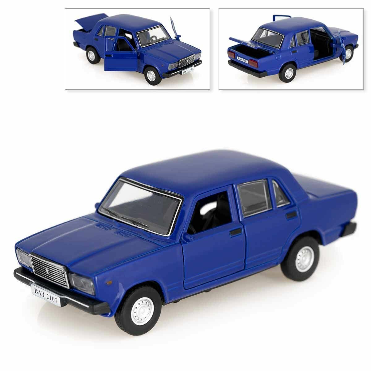 Машинка ВАЗ 2107, коллекционная, металлическая, синяя, Технопарк, 12 см