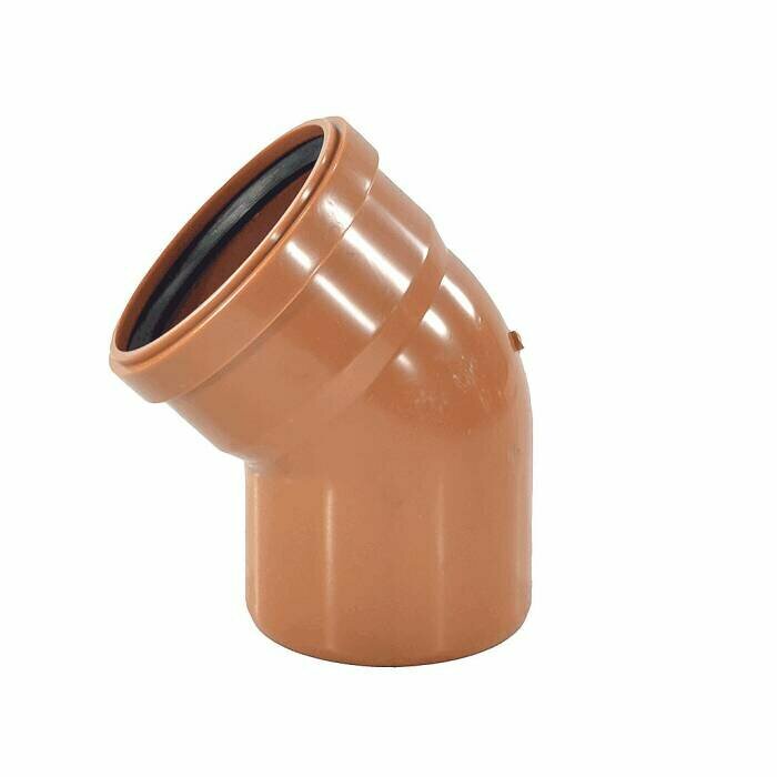 Отвод НПВХ коричневый Дн 110х45гр б/нап в/к Aquaviva AQVD103110