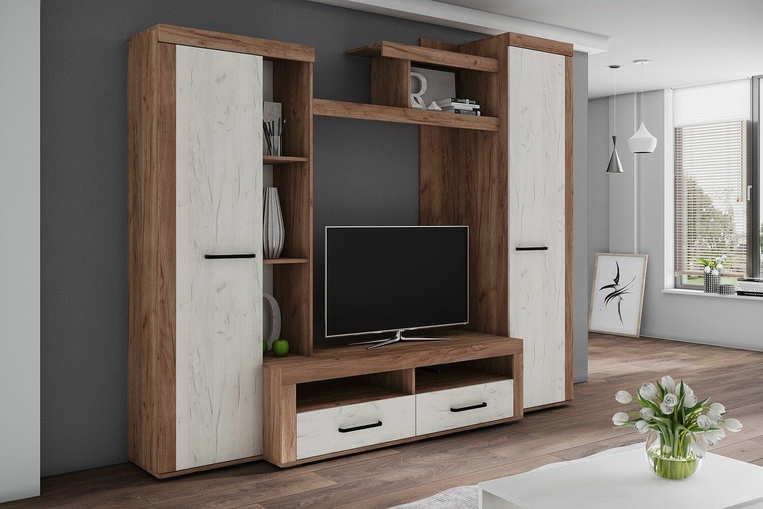 ARNIKA Стенка в гостиную Марсель-4, дуб крафт табачный