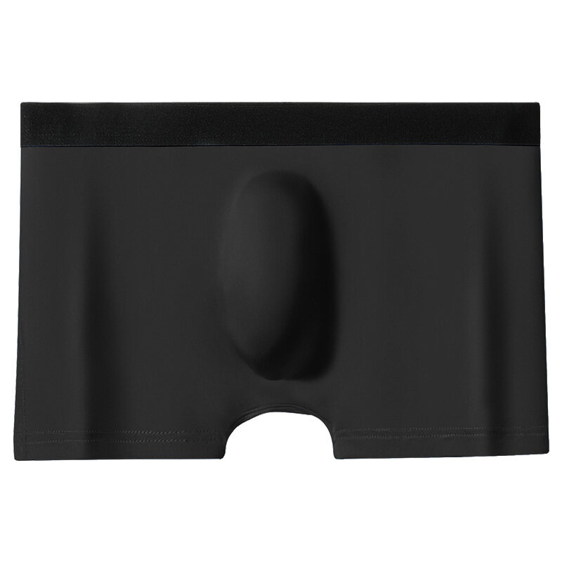 Нижнее белье, мужское, бесшовные, ледяные, шелковые, 3D, боксеры, черные, размер L