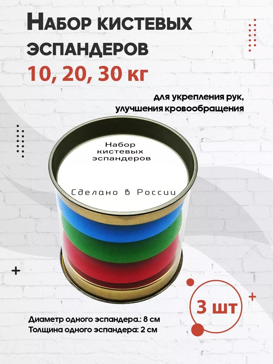 Набор кистевых эспандеров 3 шт. в тубе (нагрузка 10, 20, 30 кг) Sport&Play