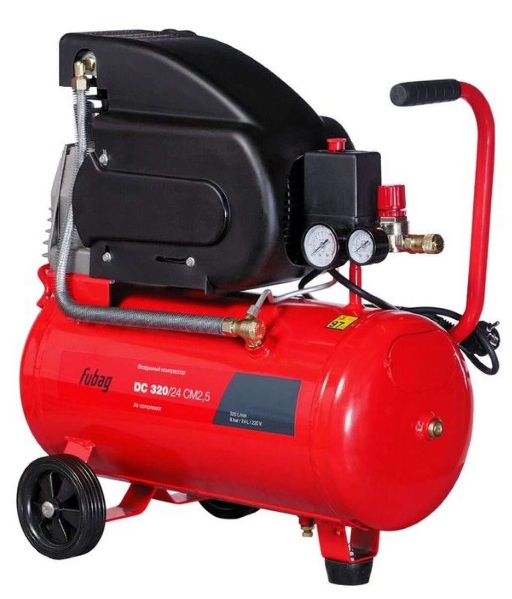 Компрессор поршневой FUBAG DC 320/24 CM2.5 (614319530) масляный, красный, мощность 1800Вт, 2850 об/мин ресивер 24л.