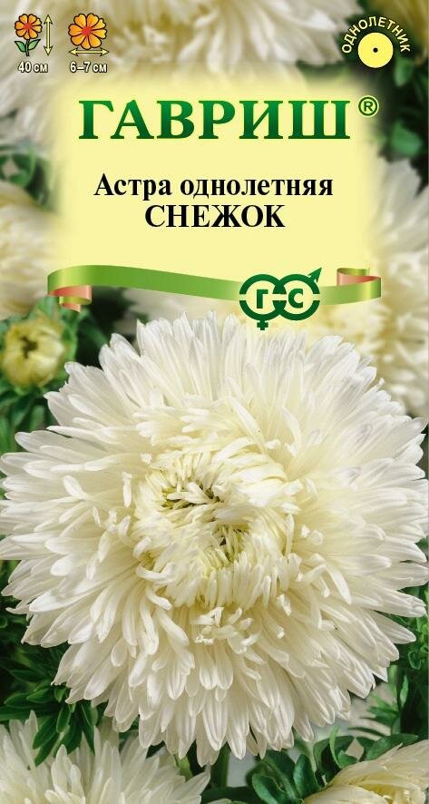 Цена за 10 пачек! Семена Астра Снежок 0,3г Одн 40см (Гавриш)