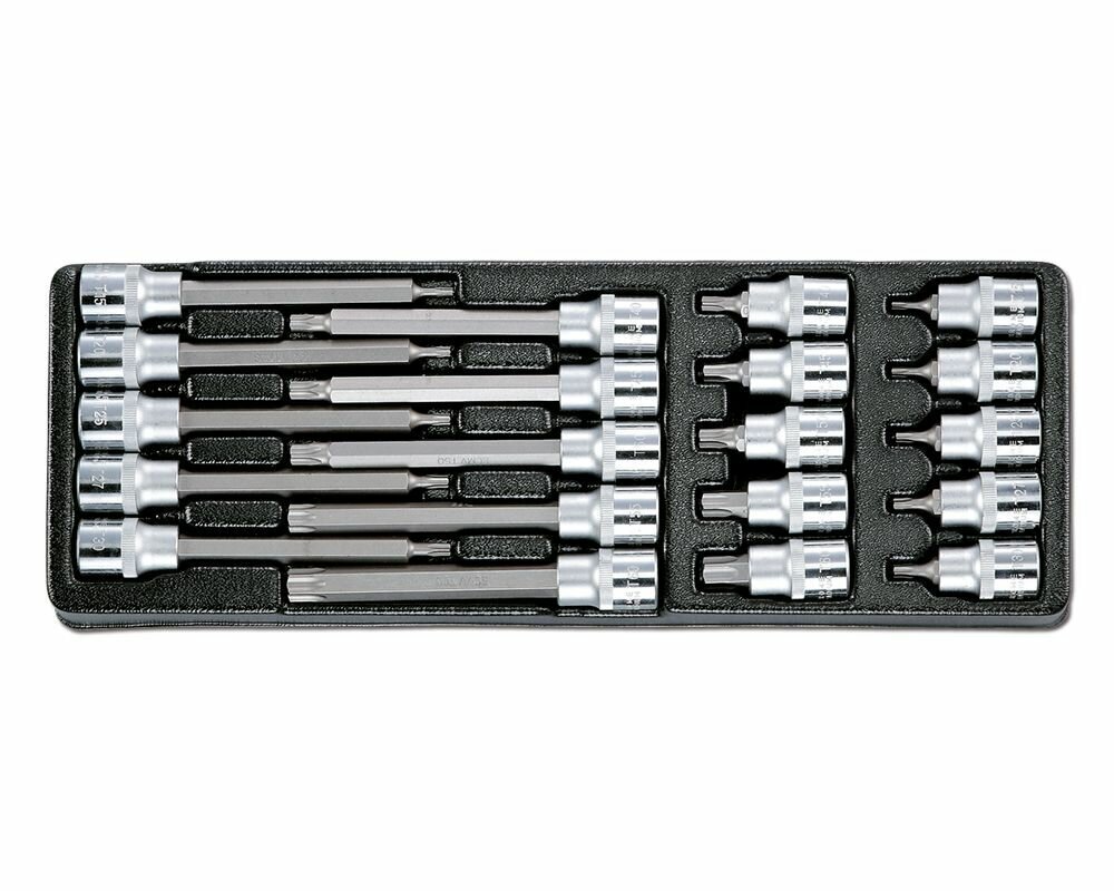 Набор головок-битов TORX (звездочек торкс) T15-T60 1/2" 20 предметов в ложементе для тележки AIST 0-406820T