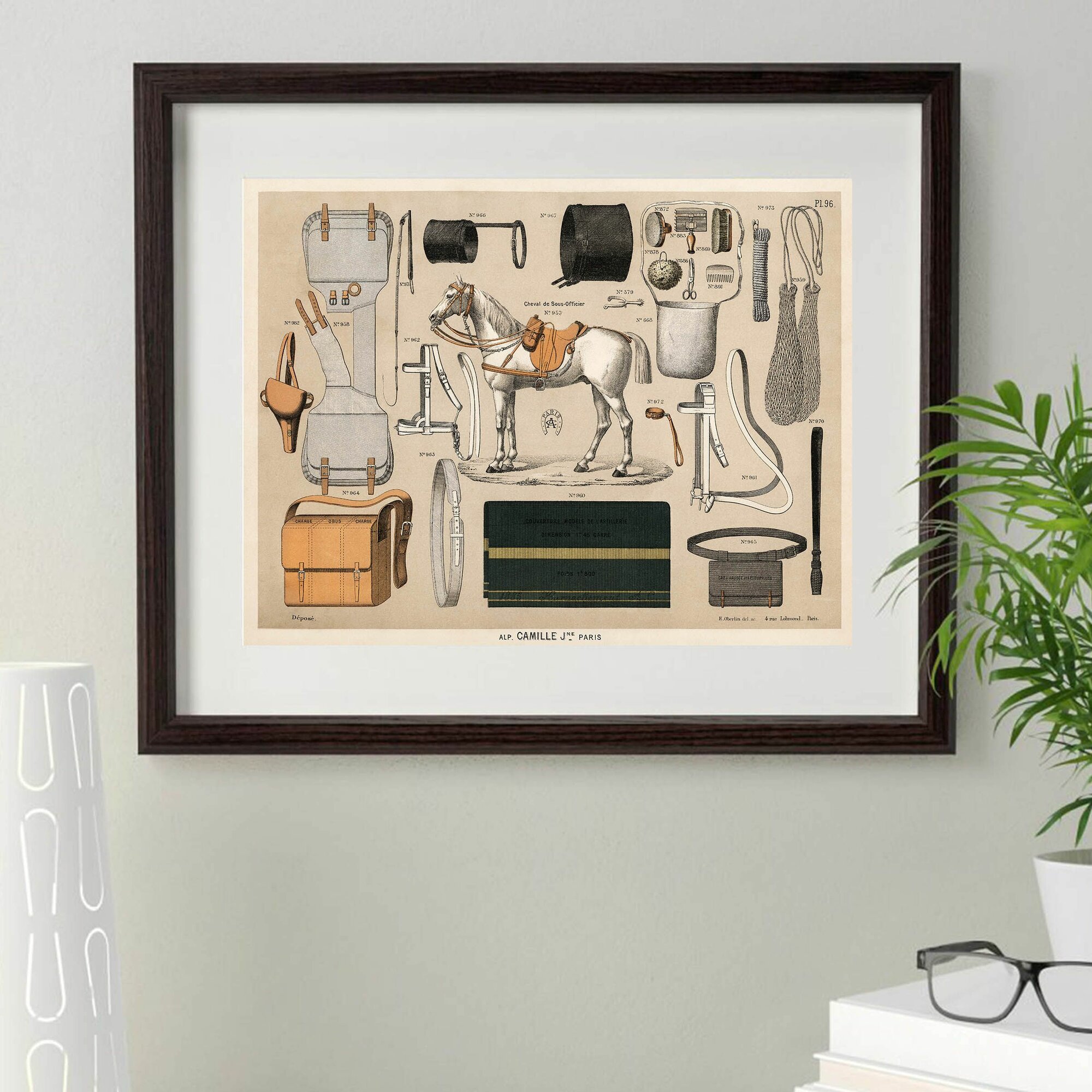 Винтажный плакат "Верховая езда - Лошади" А2, без рамы. Интерьерный постер в стиле ретро "Скачки и ипподром" в подарок